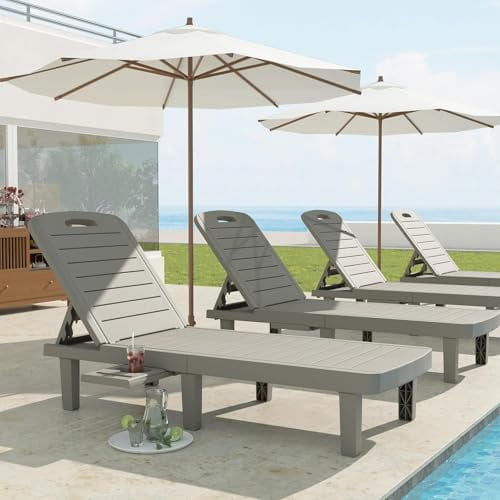 UDPATIO Oversized Outdoor Chaise Lounge Chair, 5-Level Adjustment ...