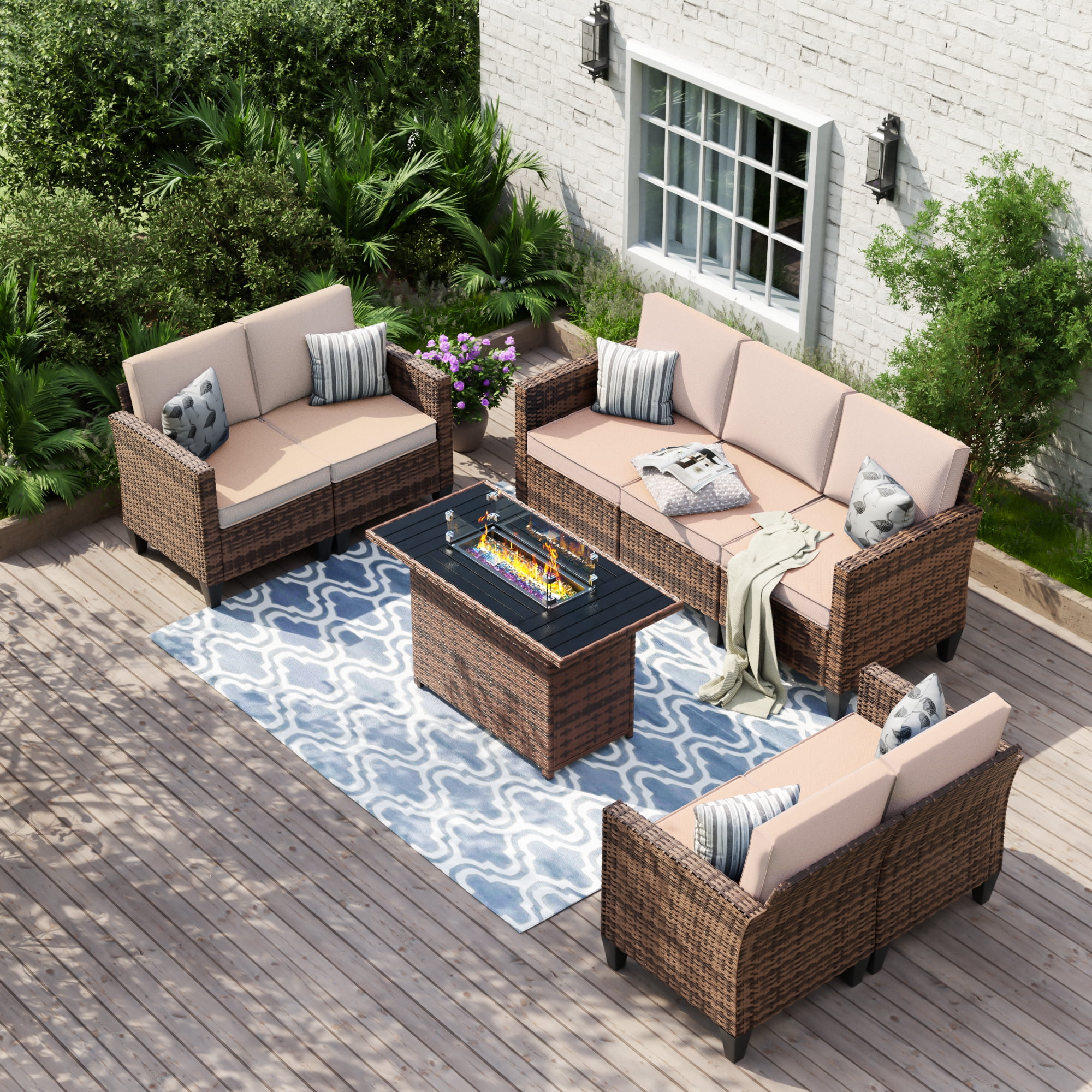 UDPATIO Patio Furniture Set, 4 Pieces Outdoor Furniture Sets, Wicker ...