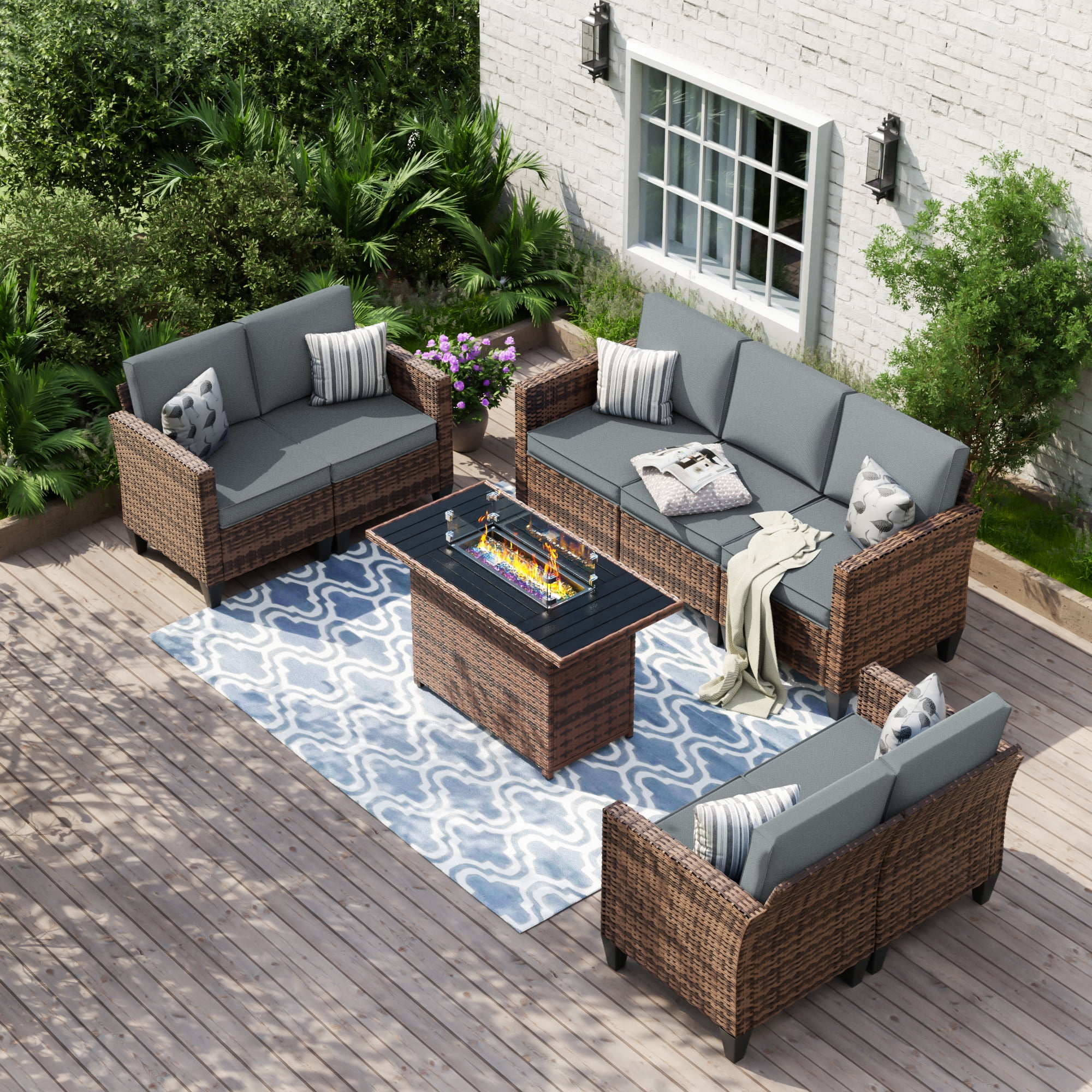 UDPATIO Patio Furniture Set, 4 Pieces Outdoor Furniture Sets, Wicker ...