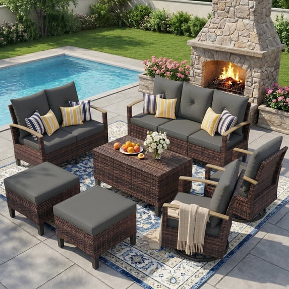 UDPATIO Patio Furniture Set, 7 Pieces Outdoor Furniture Sets with ...