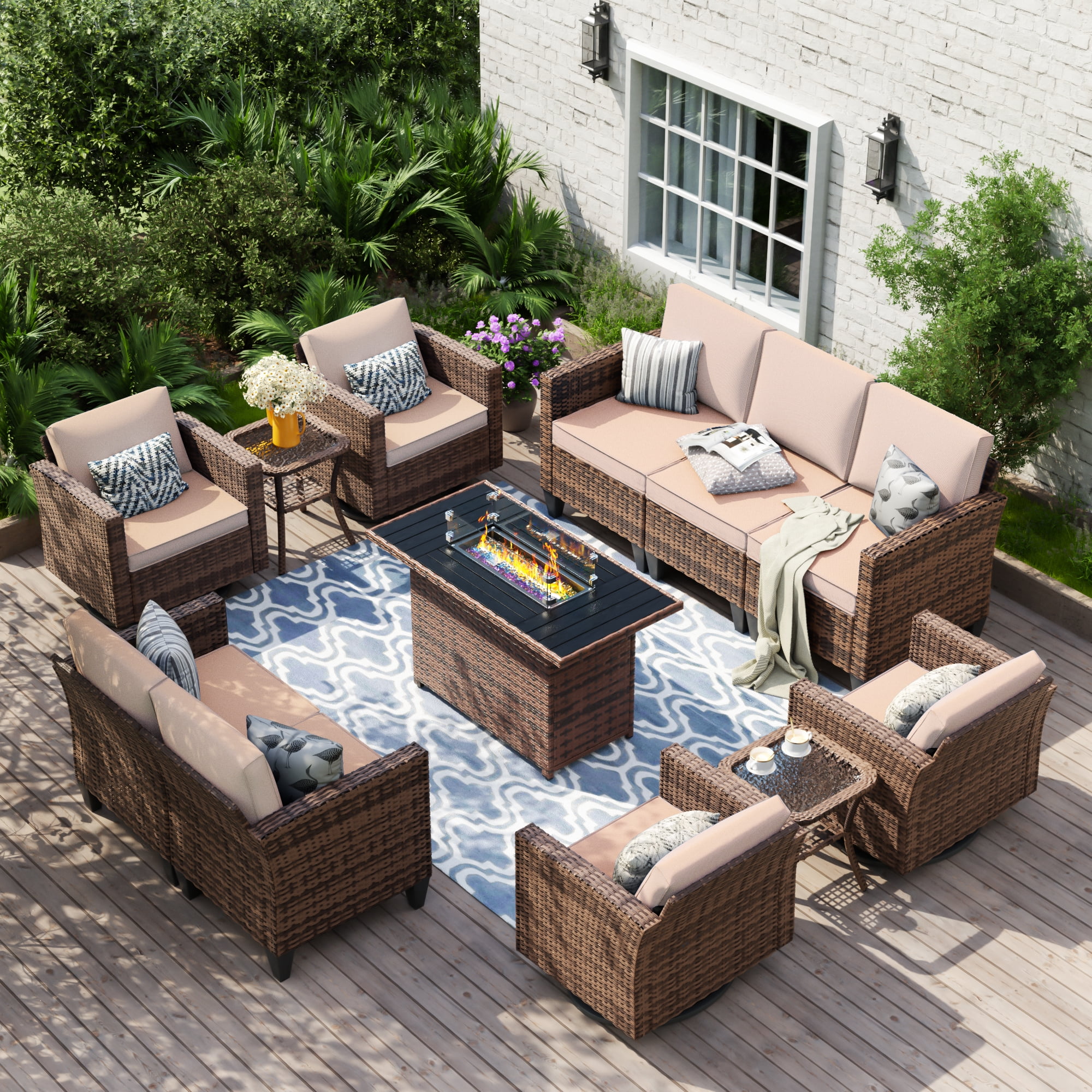 UDPATIO Patio Furniture Set, 9 Pieces Outdoor Furniture Sets with ...