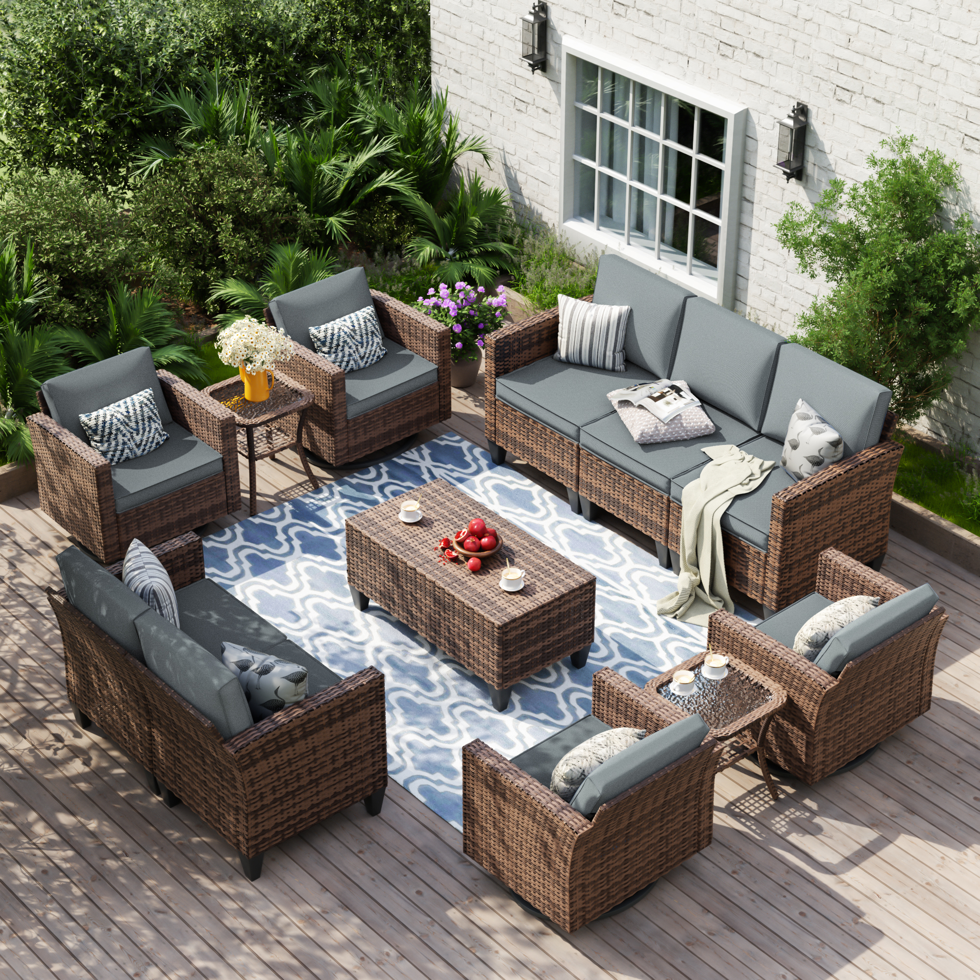 UDPATIO Patio Furniture Set, 9 Pieces Outdoor Furniture Sets with ...