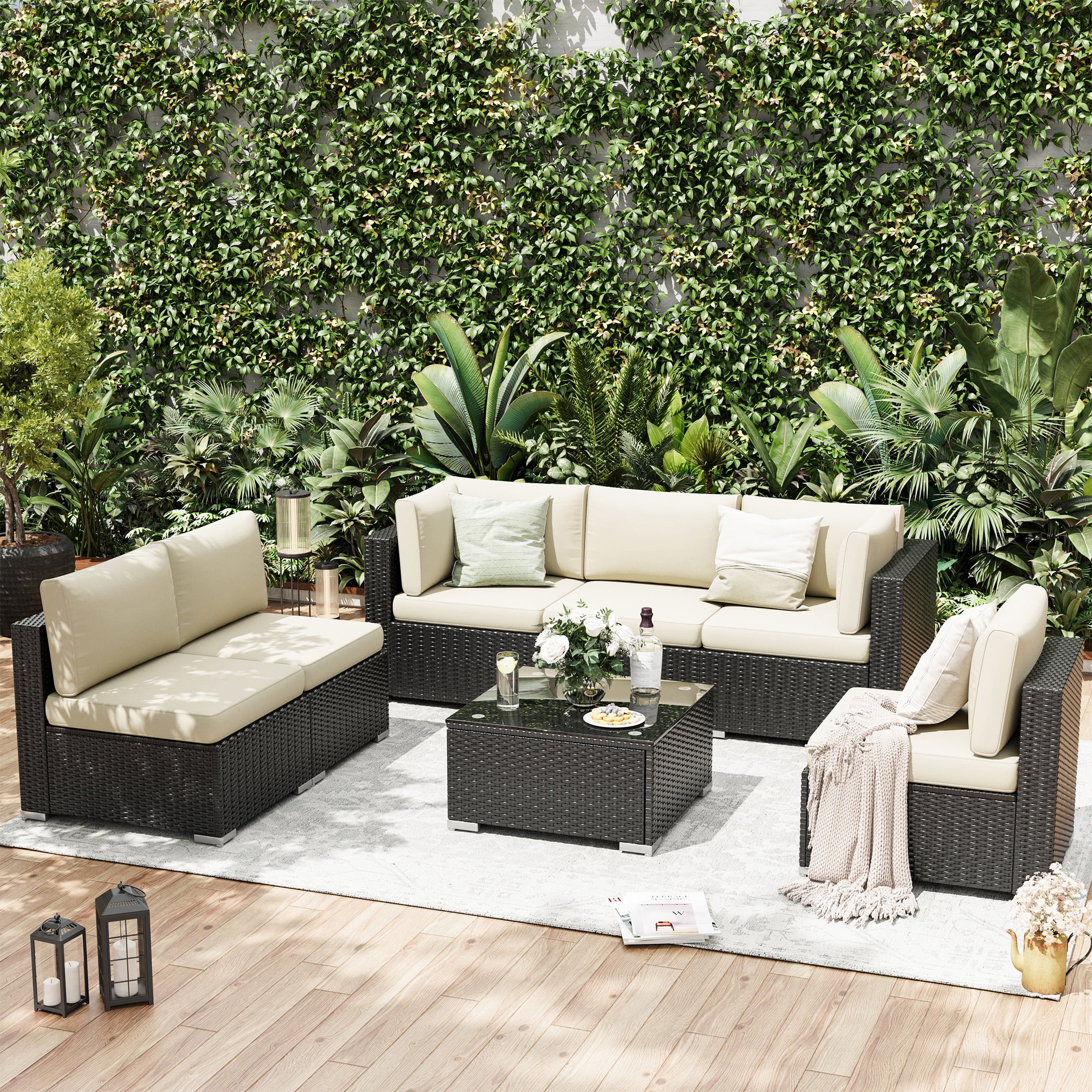 UDPATIO Patio Furniture Sets, Modular Rattan Outdoor Patio Sectional ...