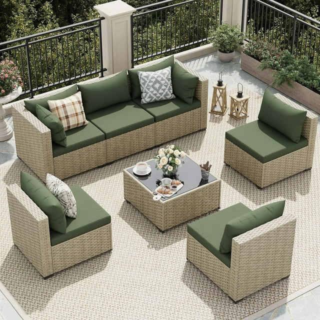 UDPATIO Modern Patio Furniture Sets, Rattan Outdoor Sectional Sofa Set ...