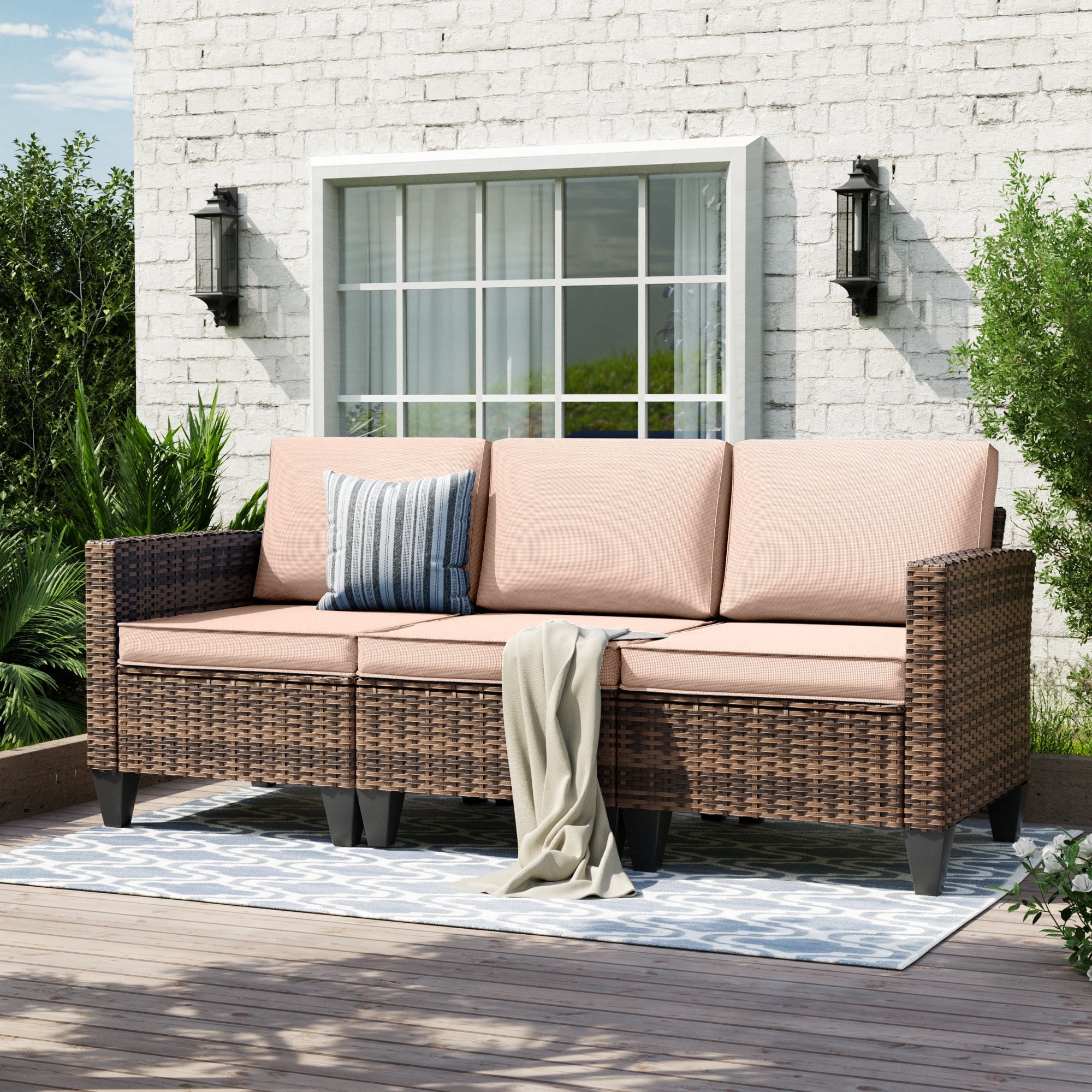 UDPATIO Outdoor Patio Furniture Set, Wicker Rattan Conversation Sofa ...