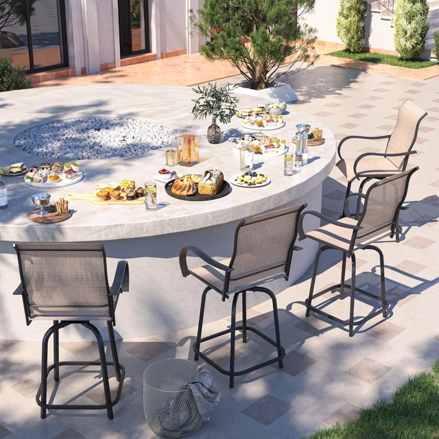 UDPATIO Patio Swivel Bar Stools Chair of 4, Outdoor Bar Height Set, All ...