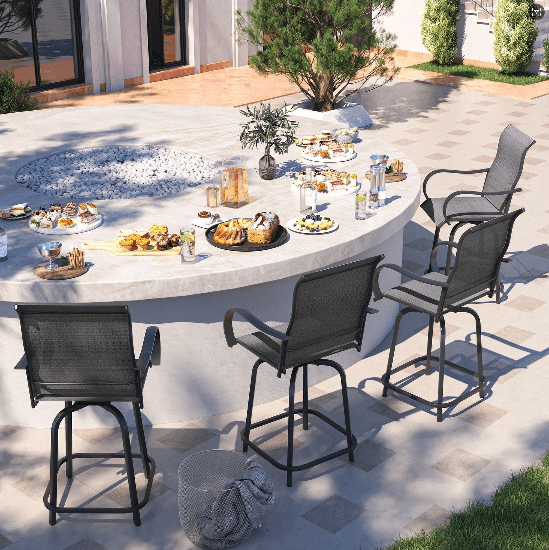 Udpatio Patio Swivel Bar Stools Chair Of 2 Outdoor Bar Height Set All