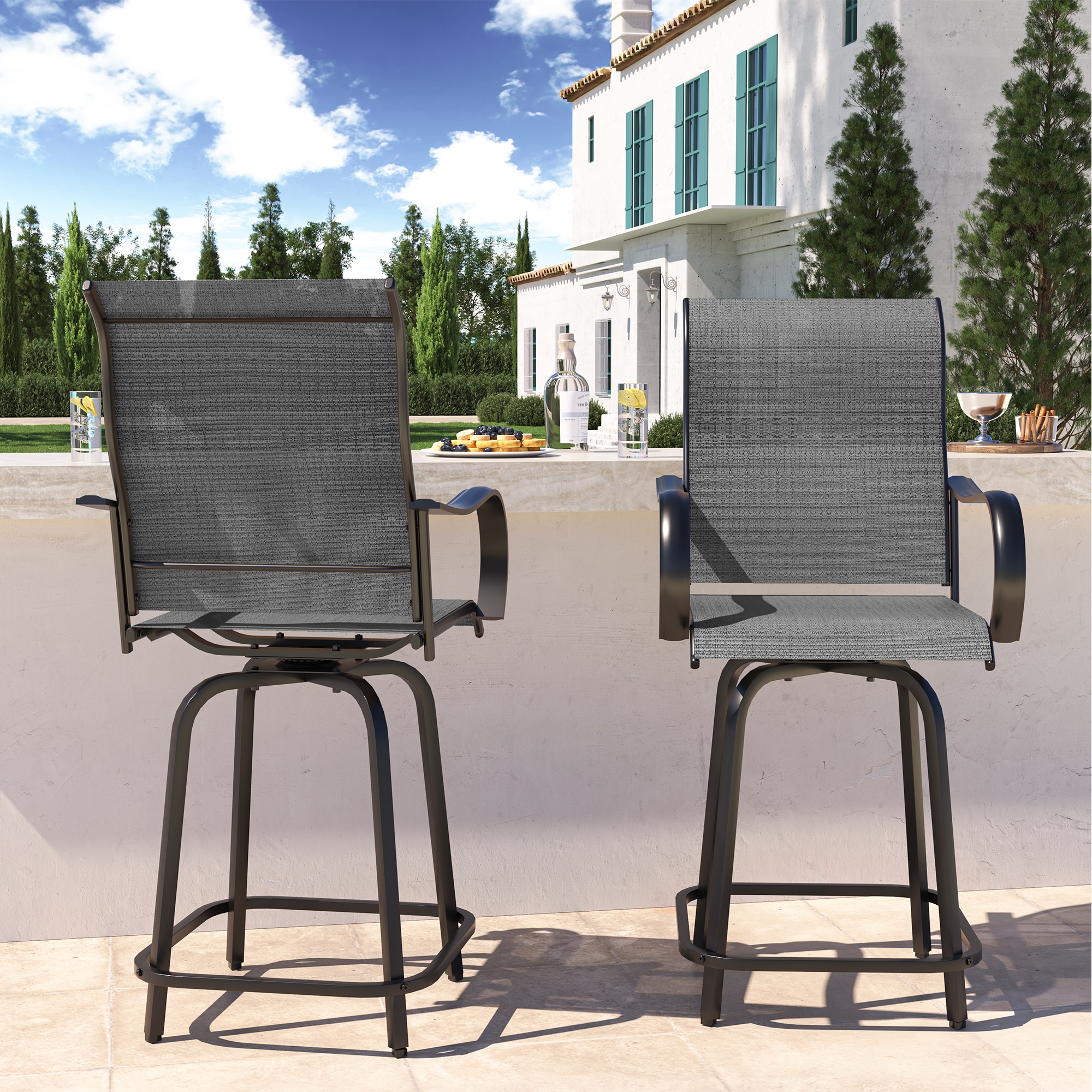 UDPATIO Patio Swivel Bar Stools Chair of 2, Outdoor Bar Height Set, All ...