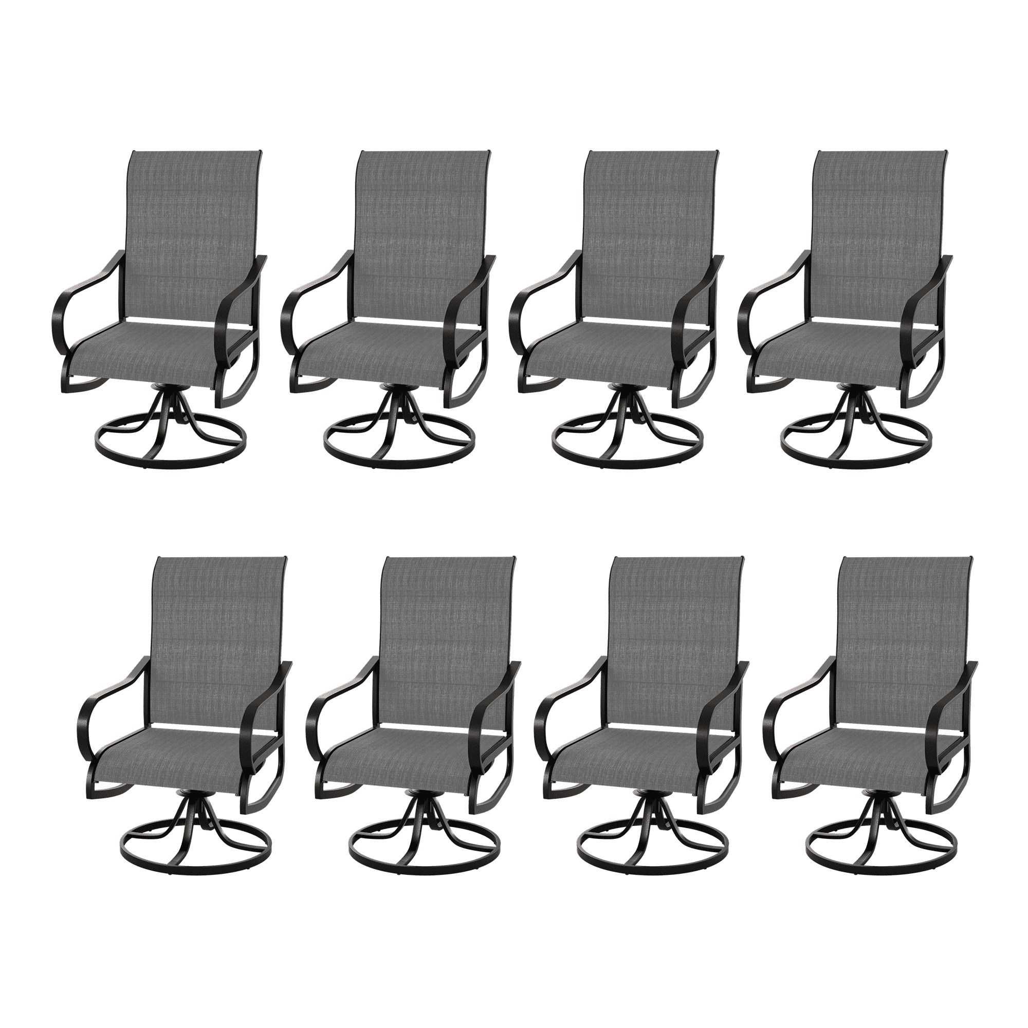 UDPATIO Patio Swivel Chairs Set of 8, High Back Outdoor Dining Chairs ...
