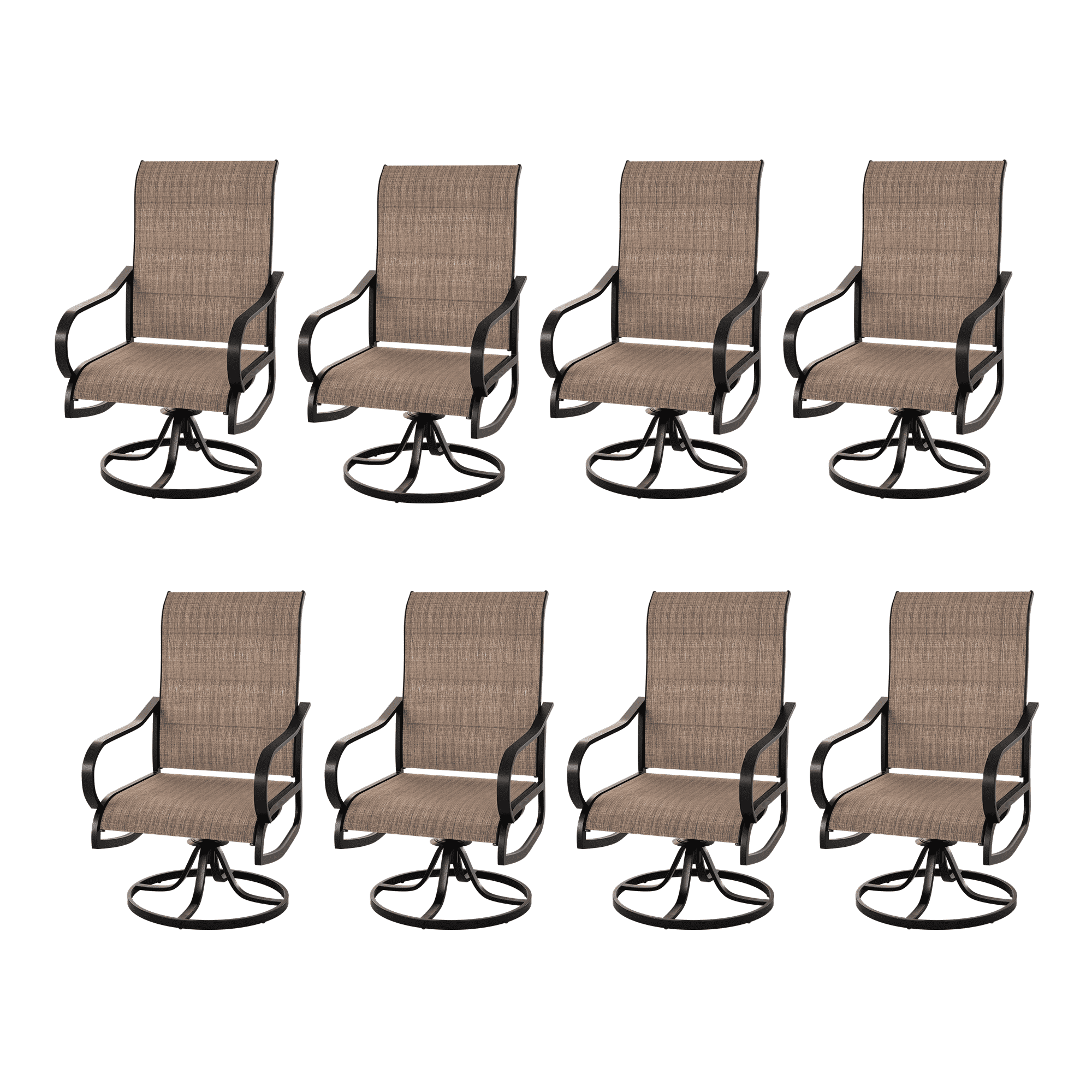 UDPATIO Patio Swivel Chairs Set of 8, High Back Outdoor Dining Chairs ...