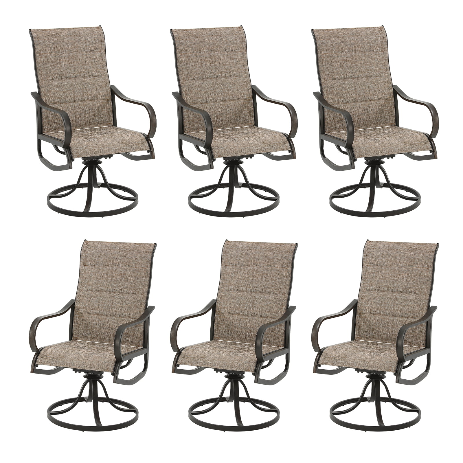 UDPATIO Patio Swivel Chairs Set of 6, High Back Outdoor Dining Chairs ...