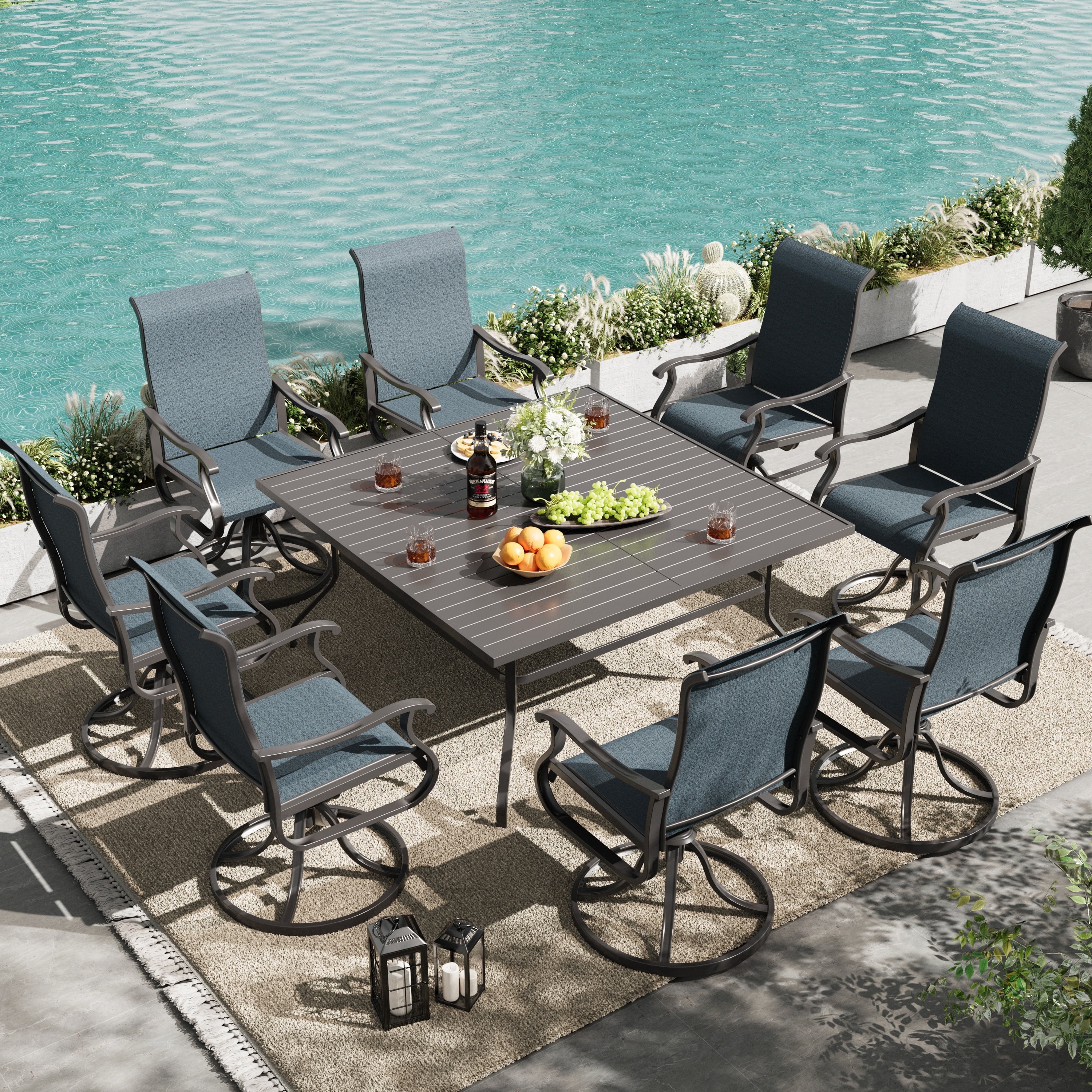UDPATIO Patio Swivel Dining Chairs Set of 8, Outdoor Swivel Chairs High ...