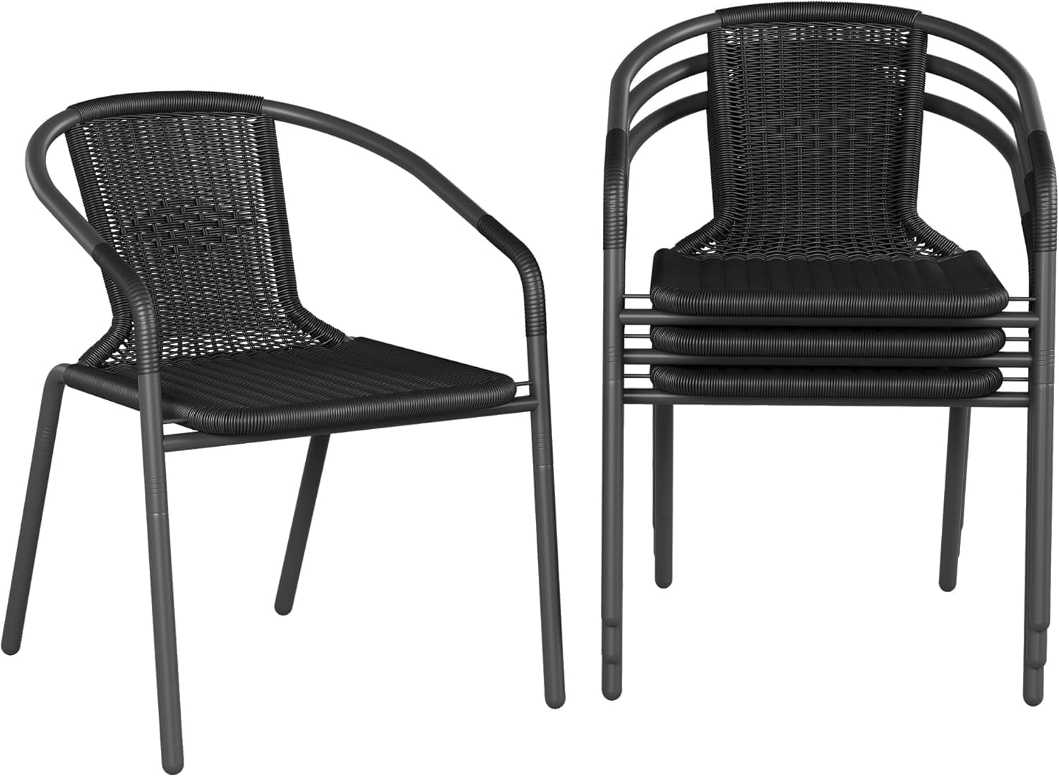 UDPATIO Rattan Patio Dining Chairs Set of 4, Wicker Stackable Outdoor ...