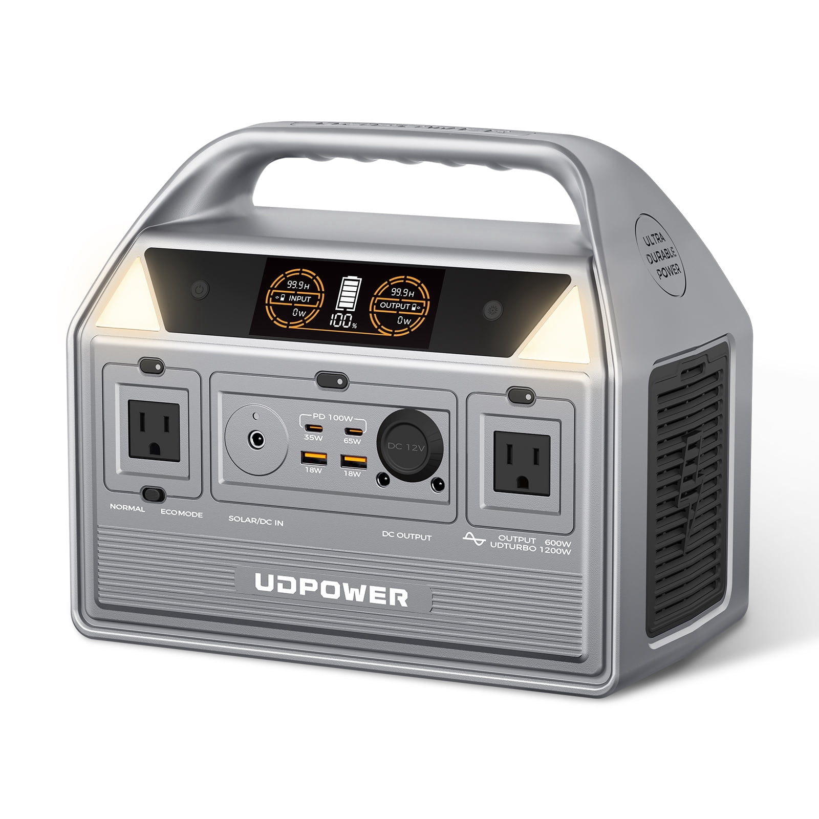 UDPOWER C600 Portable Power Station - 600W(Surge 1200W) AC Output ...
