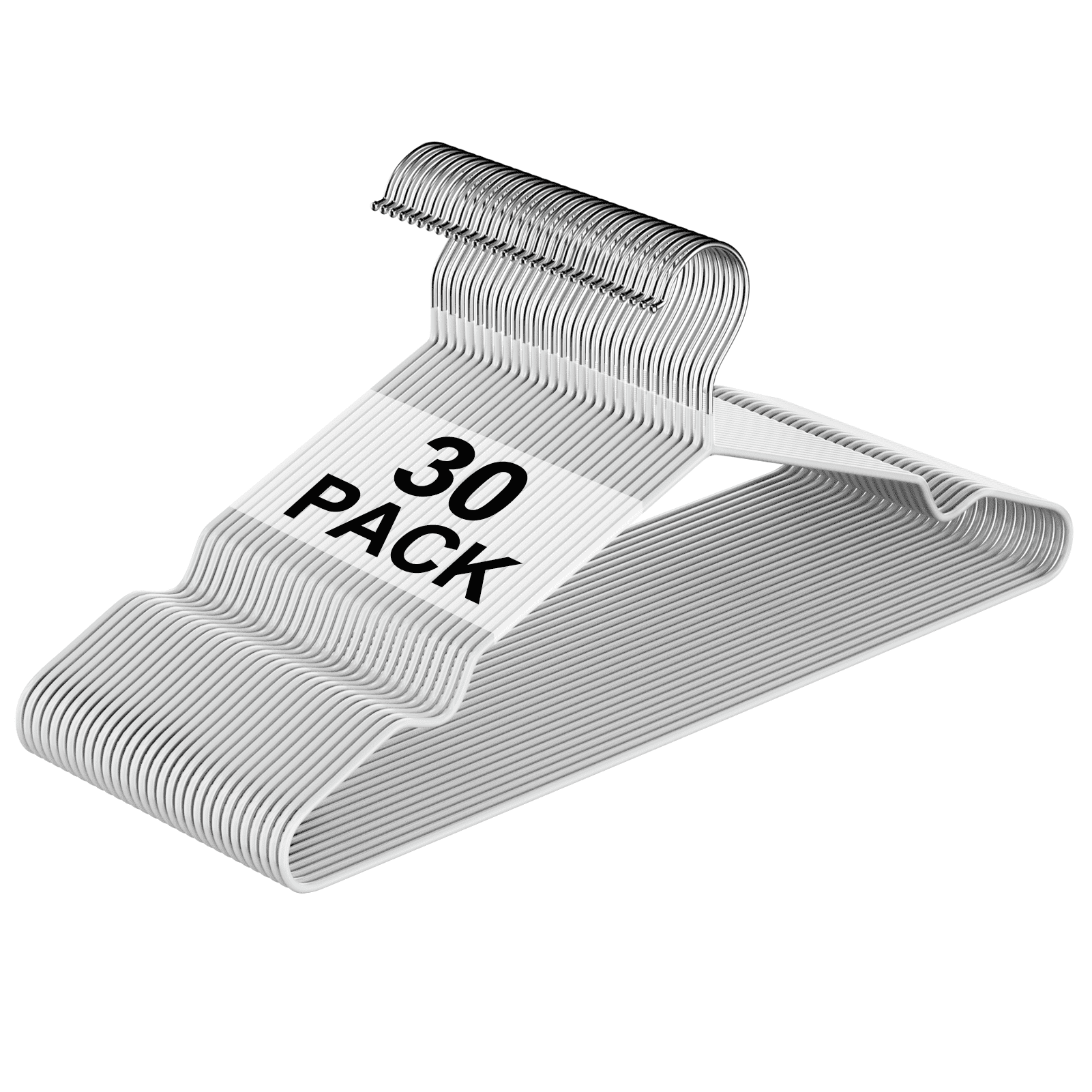 UEAKPIC Rubber Coated Metal Suit Hangers 30 Pack, Non-Slip with Notches ...