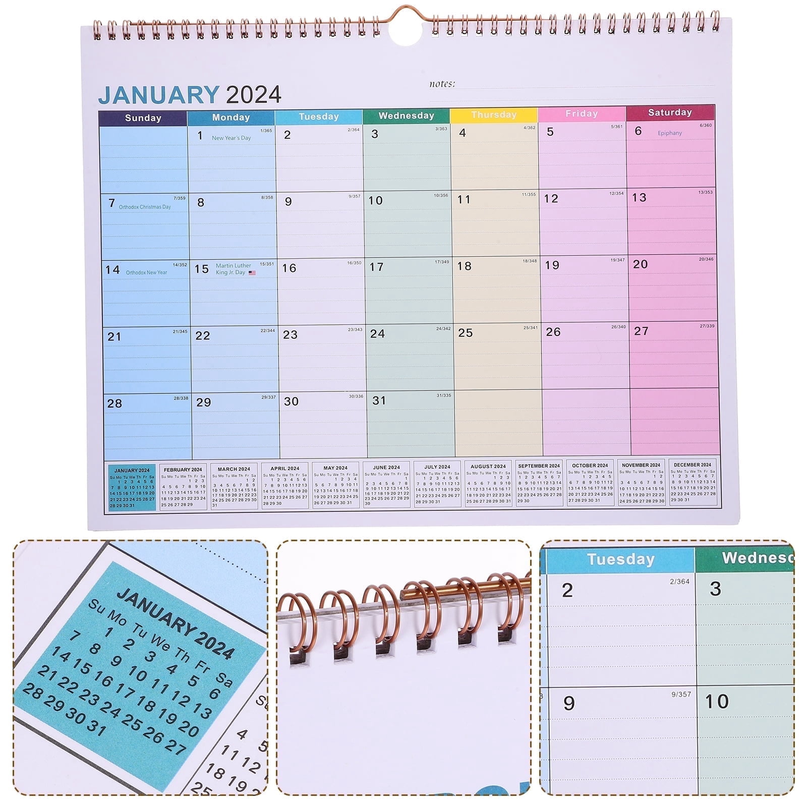 YEAHIBABY English 2024 2025 Wall Calendar Paper Material Monthly ...
