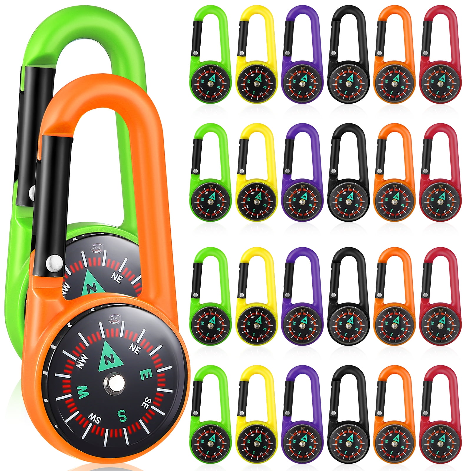 UEETEK 24-Pack Carabiner Keychains - Self-Locking Clips for Hiking ...