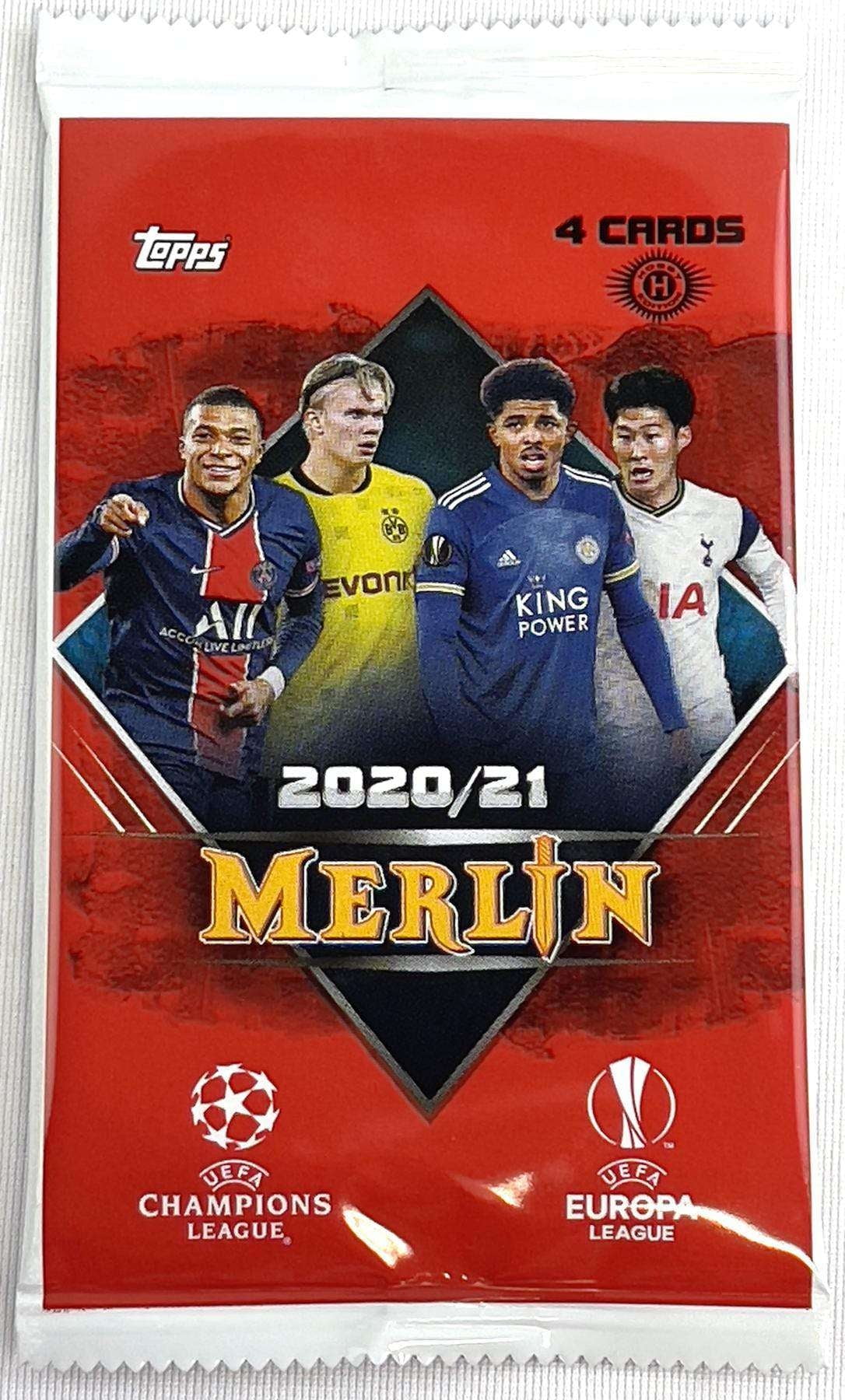 UEFA Topps 2020-21 Merlin Trading Card Hobby Soccer Pack (4 Cards ...
