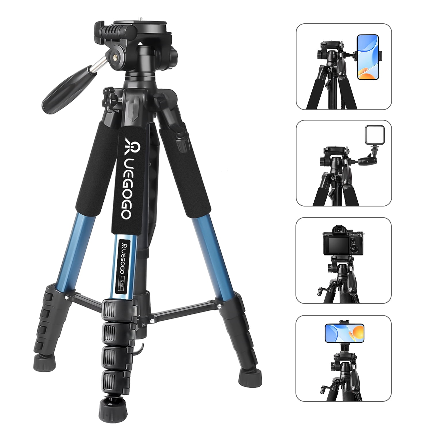 UEGOGO 74" Tripod for Camera Phone Video Recording, Heavy Duty Camera Tripod Stand, Professional ...