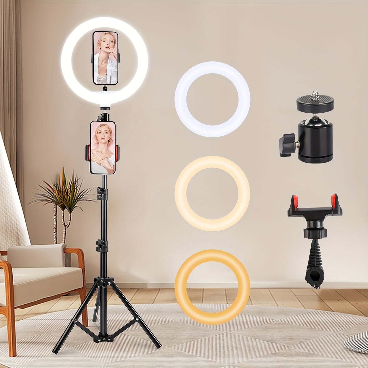 UEGOGO LED Photo Ring Light RGB With 43-Inch Adjustable Stand Phone ...