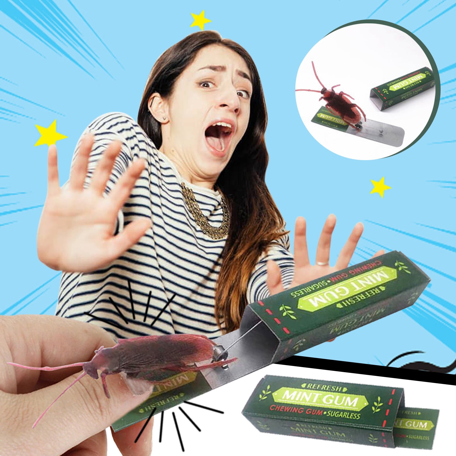 UEHUXhe Prank Trick Toy Cockroach Chewing Pull Head Spoof Toys For ...