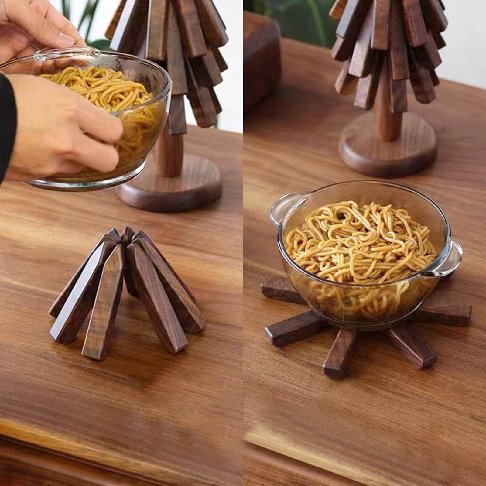 Wooden Trivets For Hot Dishes Tree Shape Trivet Set For Teapot Hot Pots ...