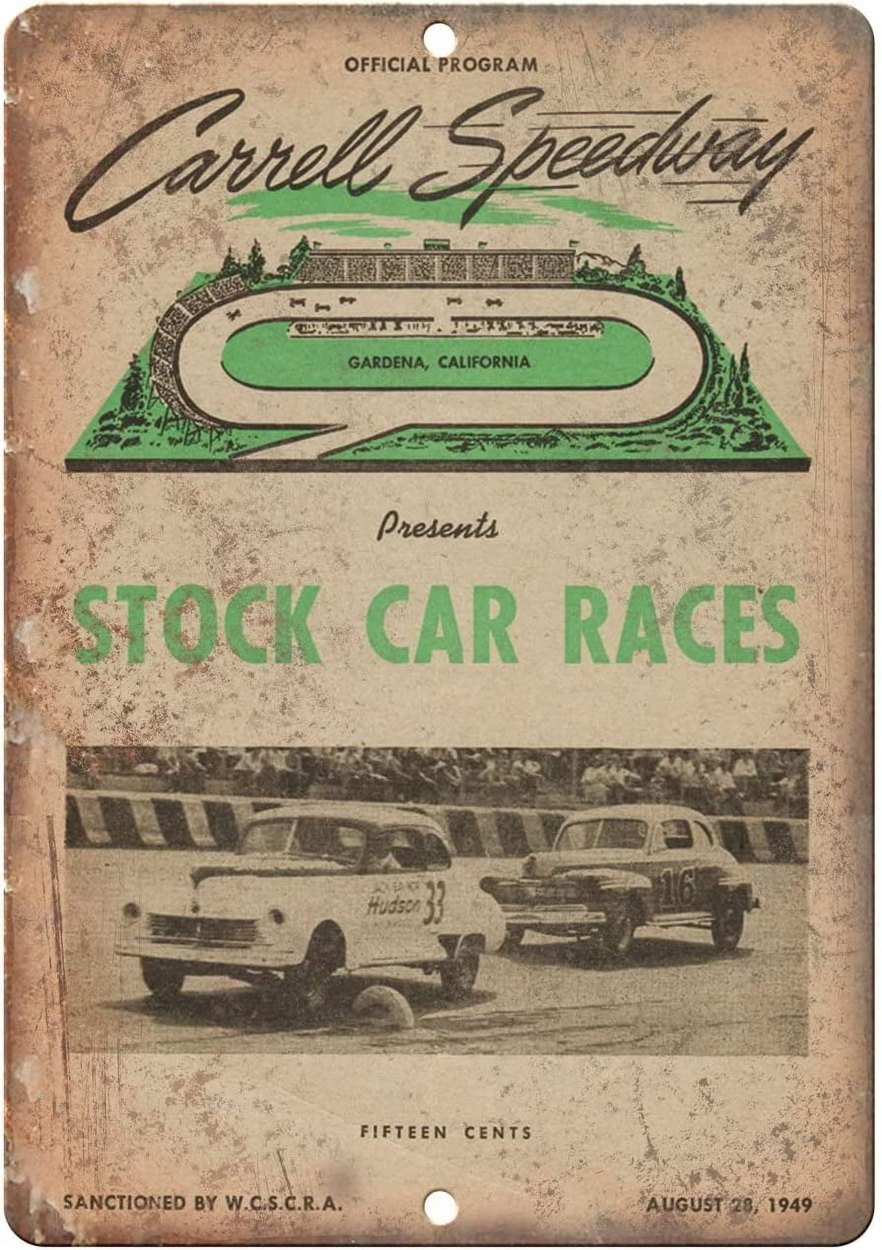 UEJUNBO Auto Racing Carrell Speedway Stock Car Races Ad Metal Tin Sign ...
