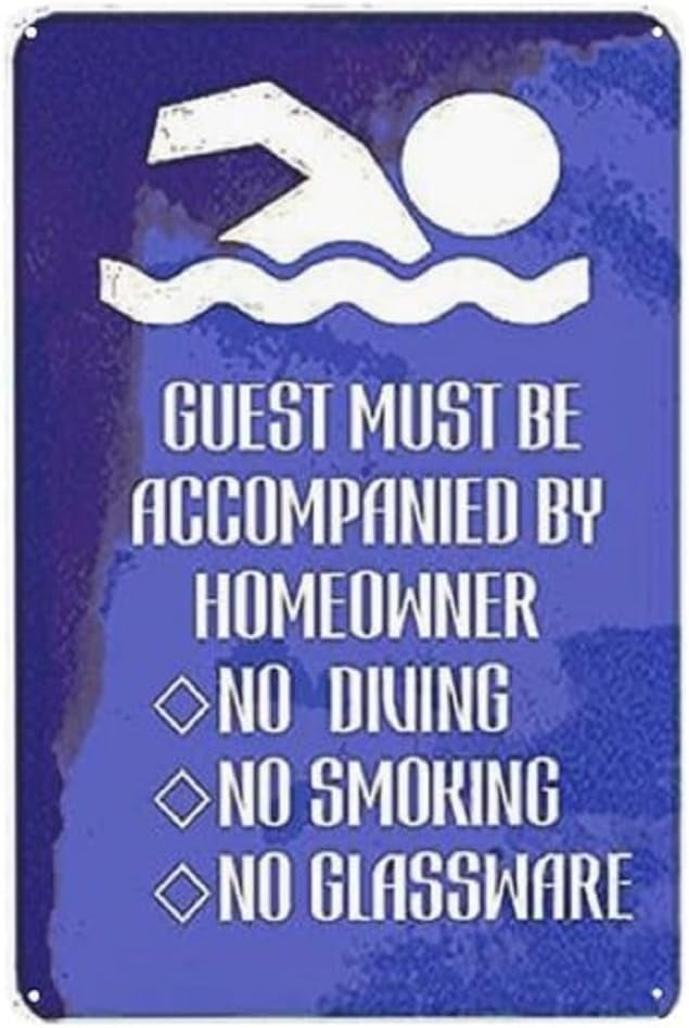 UEJUNBO Beach Pool Rules Swimming Pool Warning Notice Metal Tin Sign ...