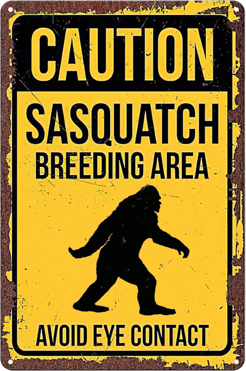 UEJUNBO Caution Bigfoot Sasquatch Breeding Area Avoid Eye Contact Retro ...
