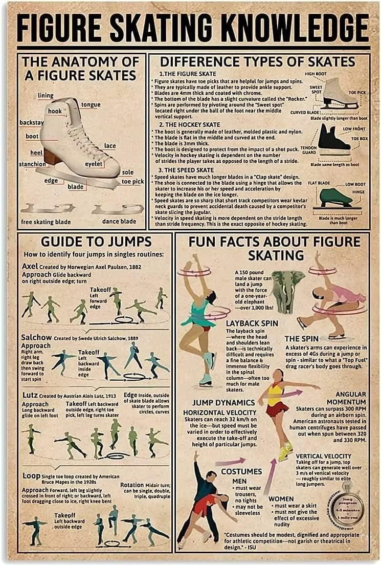 UEJUNBO Figure Skating Knowledge Metal Tin Signs Figure Skating ...