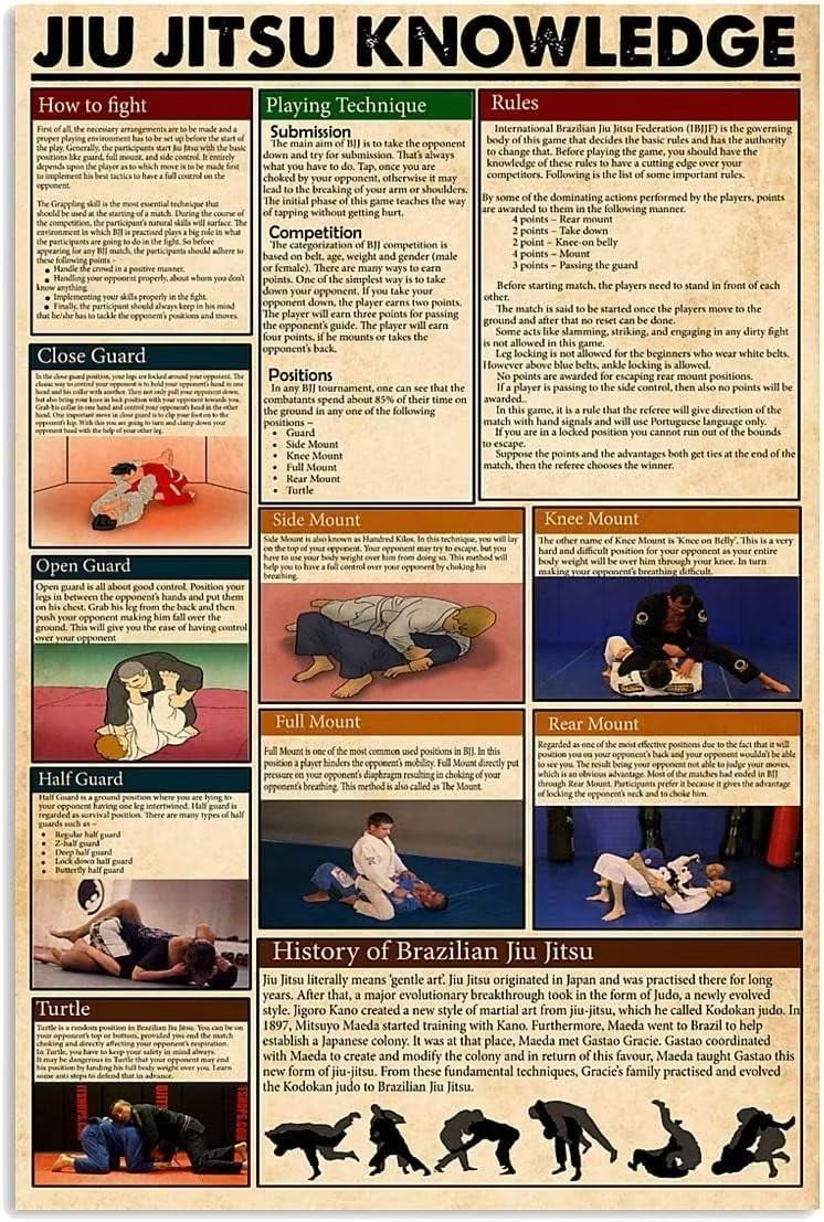 UEJUNBO Jiu-jitsu Player Guide Metal Tin Signs Jiutsu Knowledge Read ...