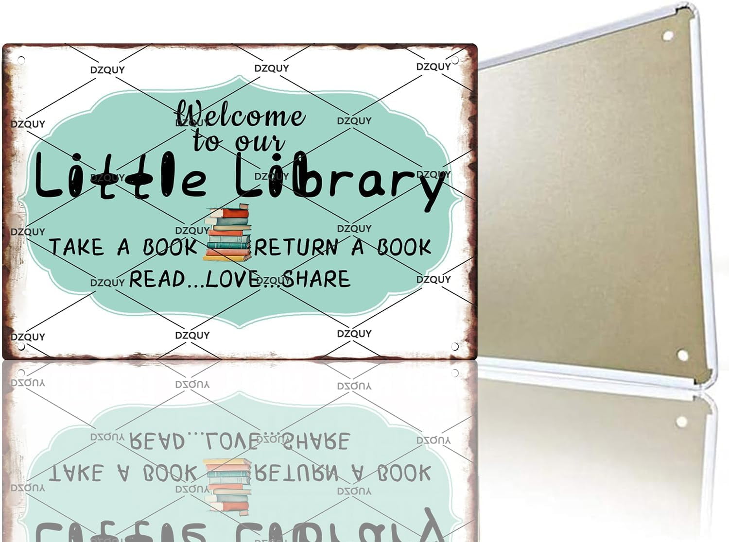 UEJUNBO Little Library Box Outdoor Sign, Vintage Metal Sign Welcome to ...