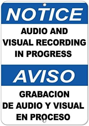 UEJUNBO Notice Audio and Visual Recording in Progress Sign Business ...