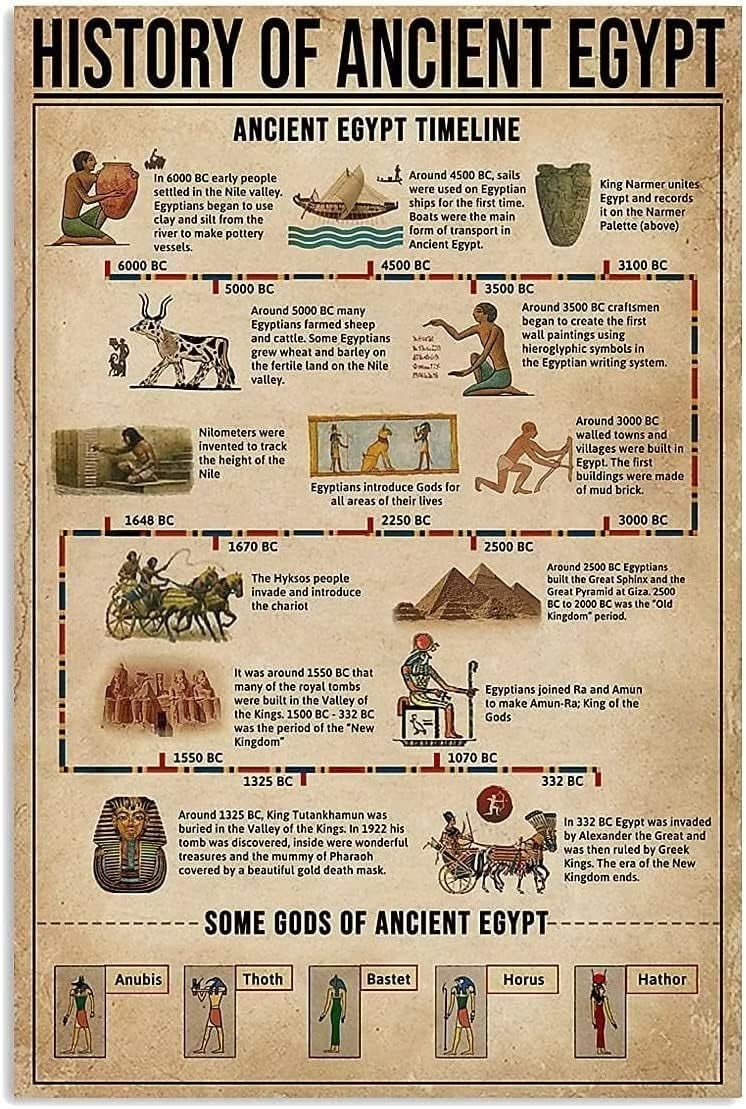 UEJUNBO Old Tin Plaque Vintage History Of Ancient Egypt Knowledge Metal ...