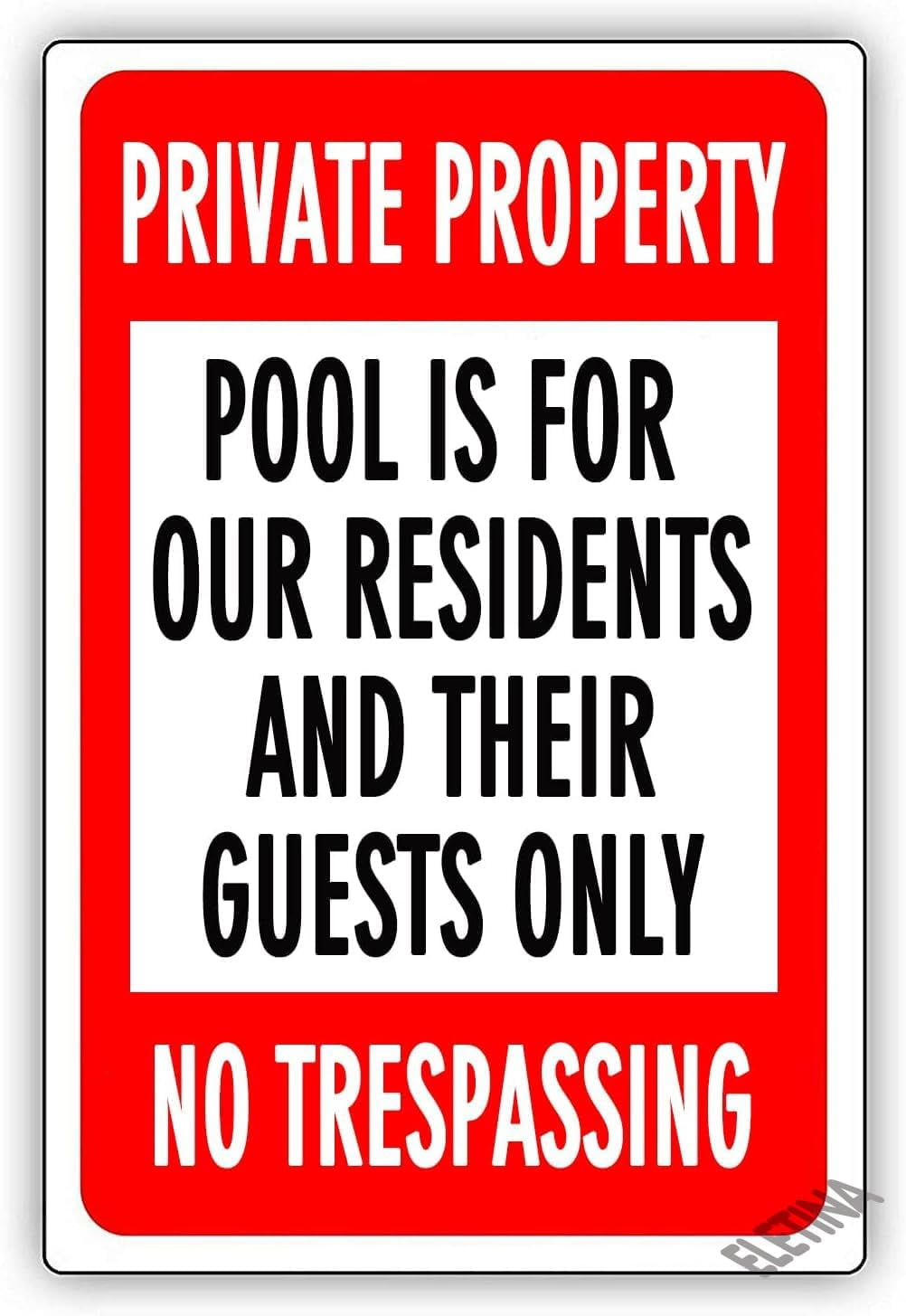 UEJUNBO,Pool Rules Sign,private property pool is for our residents ...