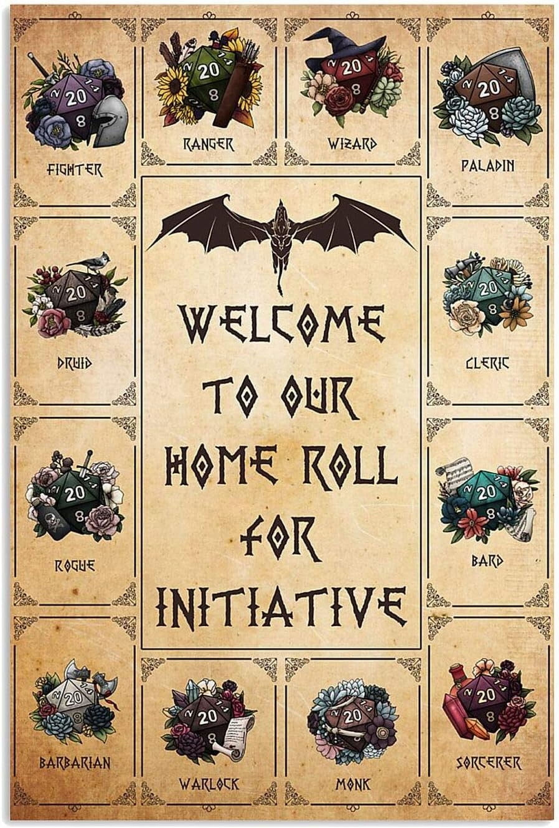 UEJUNBO Retro Metal Sign Welcome To Our Home Roll For Initiative Poster ...