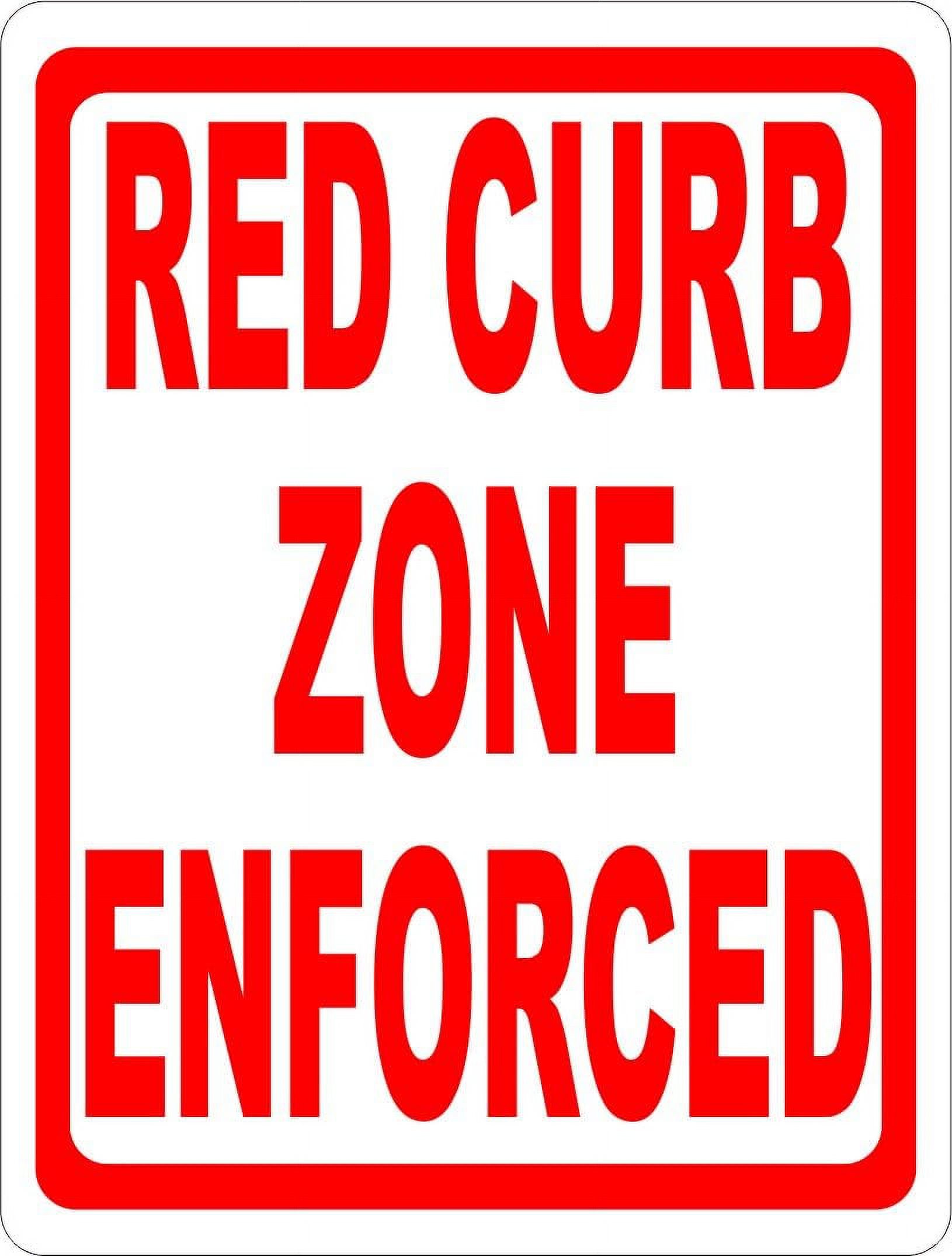 UEJUNBO Sign Red Curb Zone Enforced 8 x 12 inches Vintage Industrial ...