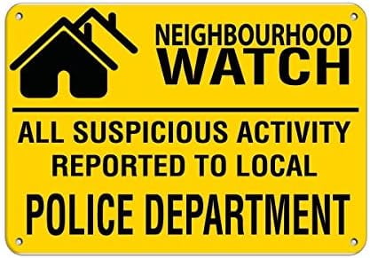 UEJUNBO & Tin Neighborhood Watch Sign, 8 x 12 Inches, Yellow, Vintage ...