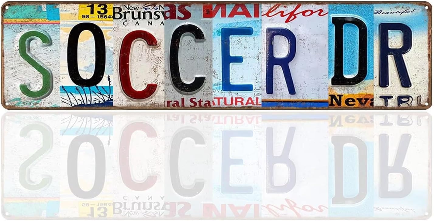 UEJUNBO Vintage Soccer Ave Wall Decor Street Signs Soccer Drive Metal ...