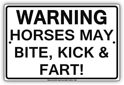 UEJUNBO Warning Horses May Bite Kick and Fart! Gag Jokes Funny Notice ...