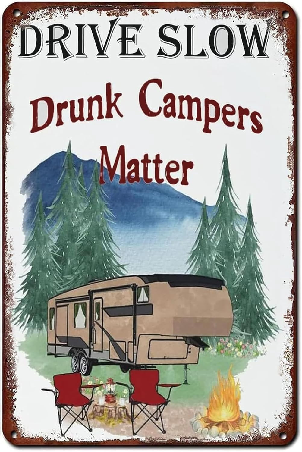UEJUNBO Wheel Camper Drunk Campers Matter Happy Camper Sign Funny Decor ...