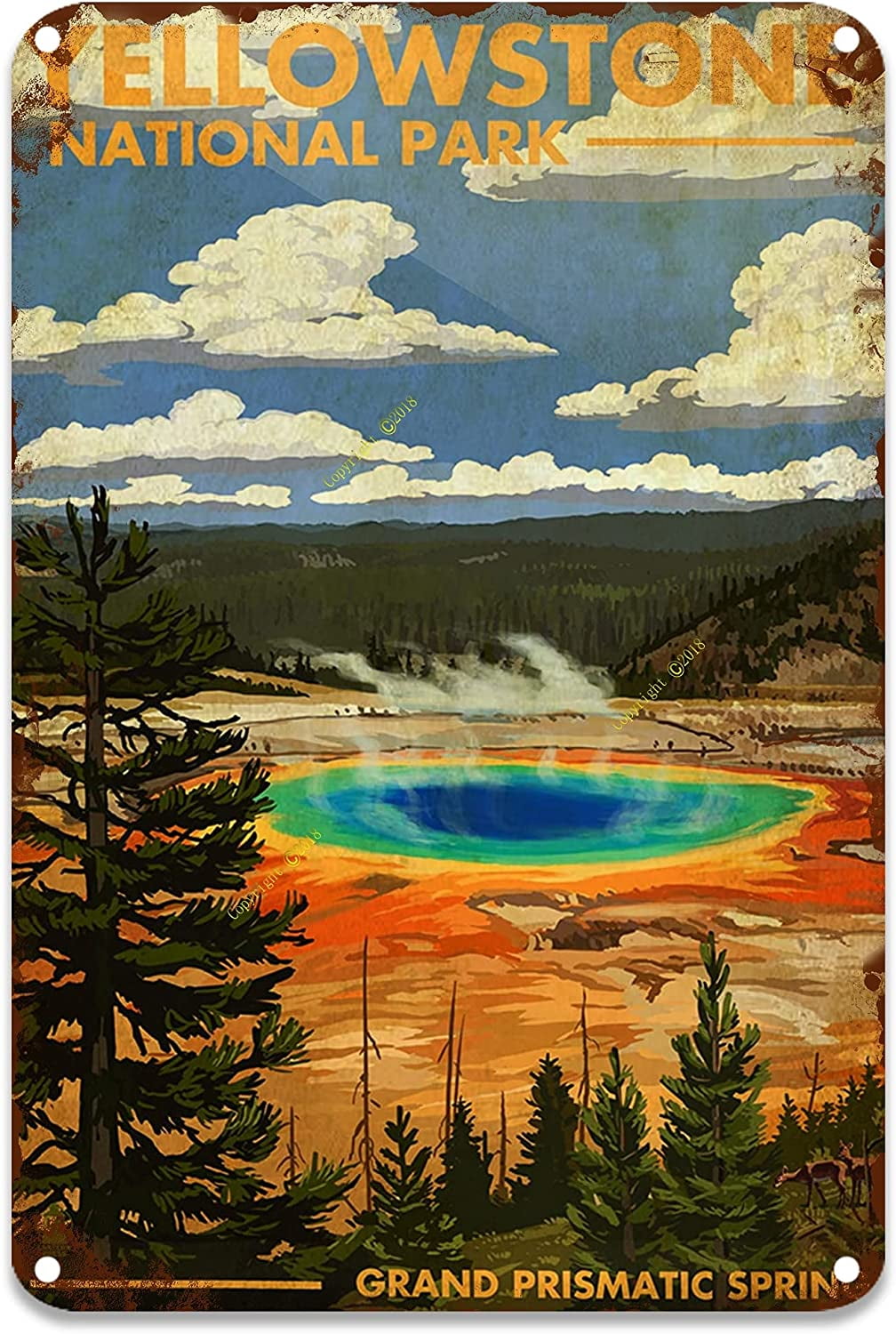 UEJUNBO Yellowstone National Park Tin Signs Metal Wall Panel for Coffee ...