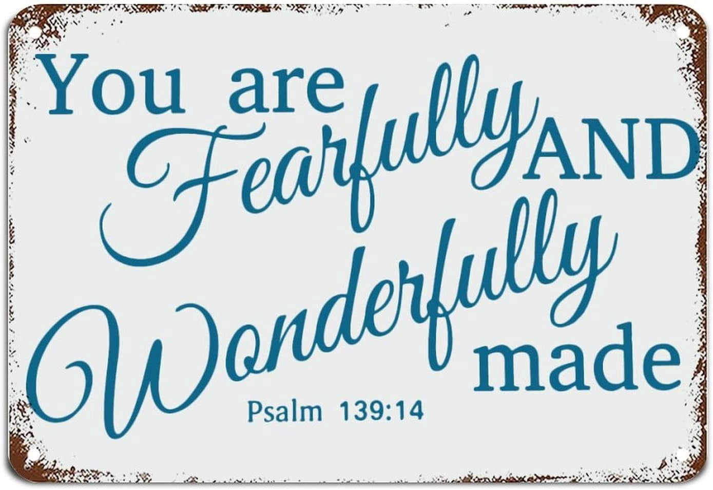 UEJUNBO You are Fearfully and Wonderfully Made Metal Tin Sign Retro ...