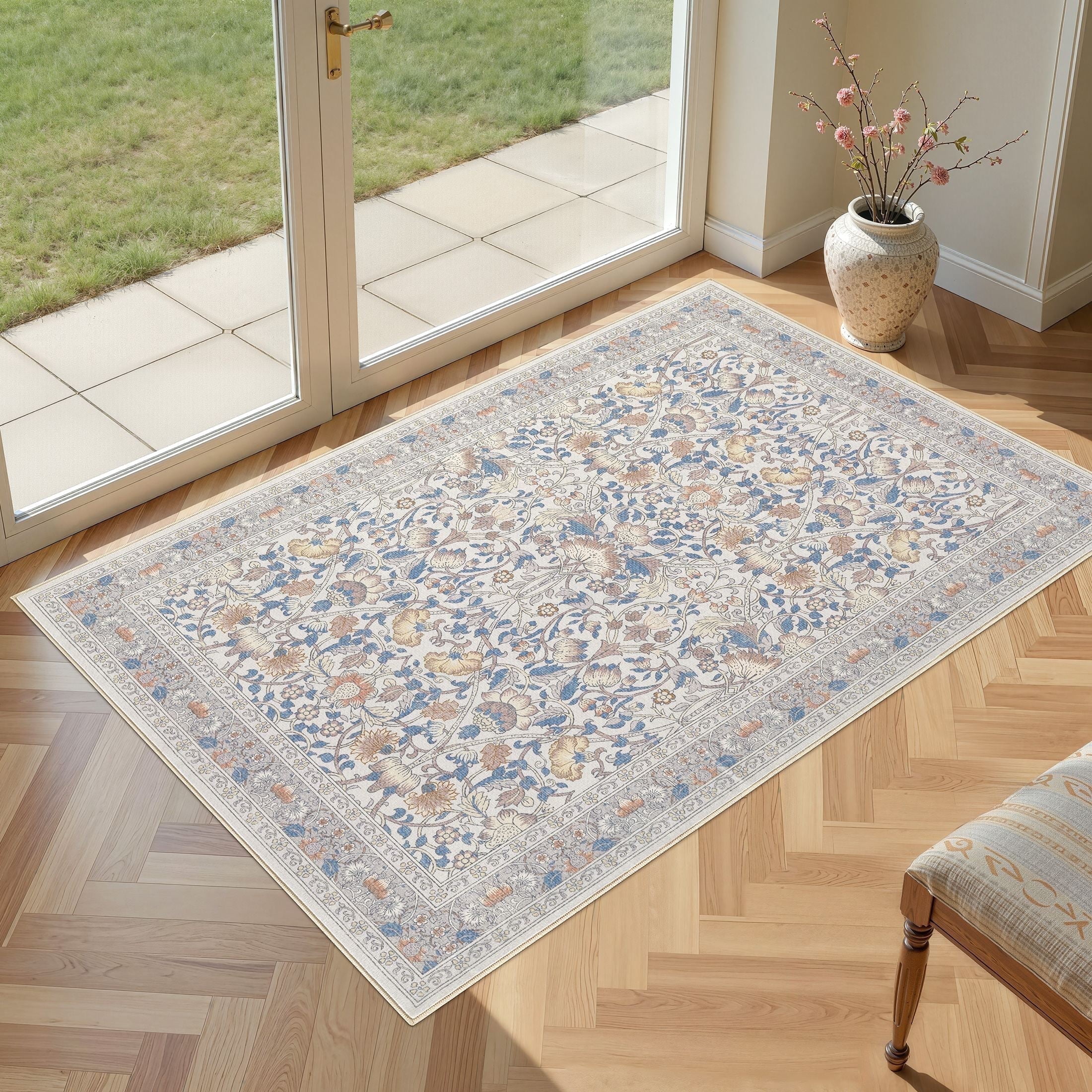 UERMEI 3x5 Area Rugs for Living Room, Indoor Washable Rug, Floral Area ...