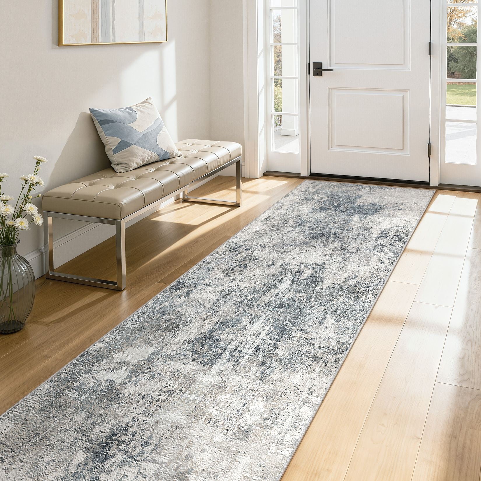 UERMEI 3x8 Washable Runner Rugs for Hallway, Modern Abstract Non Slip ...