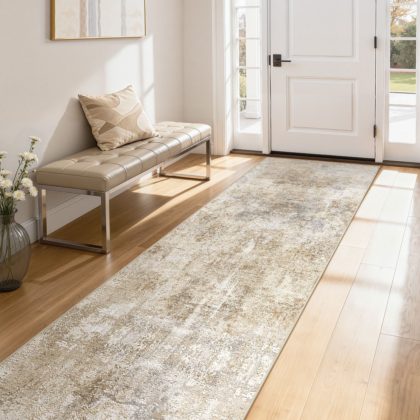 UERMEI 3x8 Washable Runner Rugs for Hallway, Modern Abstract Non Slip ...