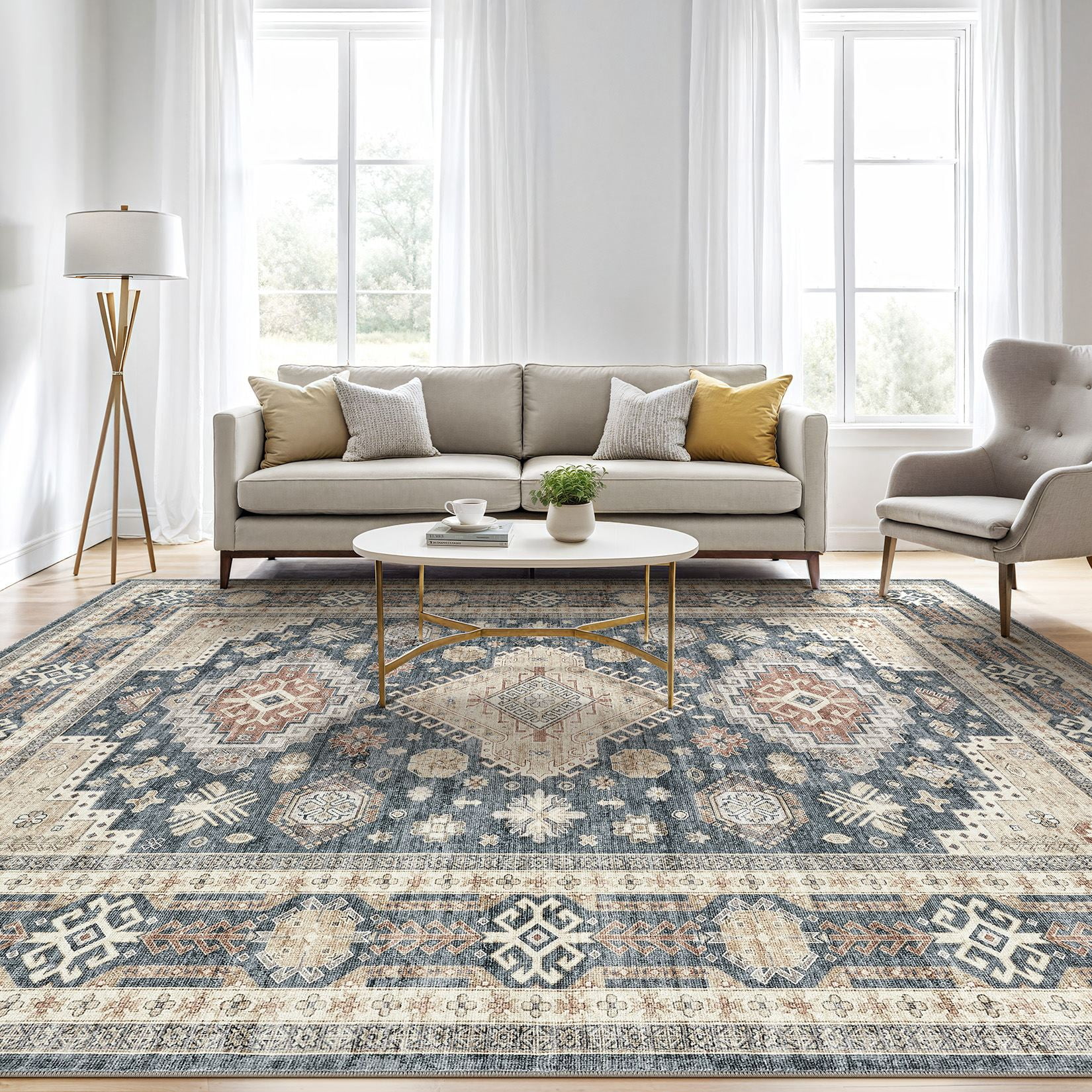 UERMEI 8'x10' Washable Area Rugs for Living Room, Modern and Vintage ...