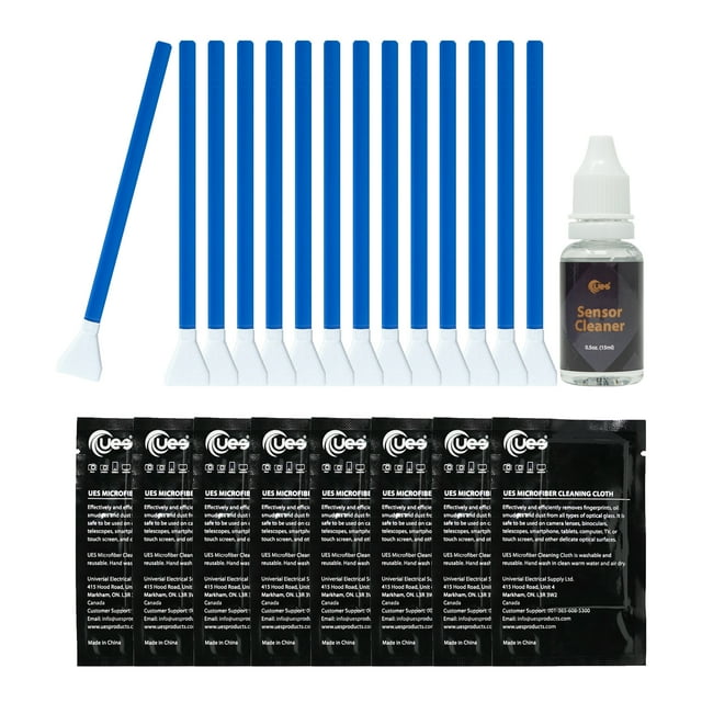 UES Full-Frame Camera Sensor Cleaning Kit (14pcs Swabs + 15ml Cleaner ...