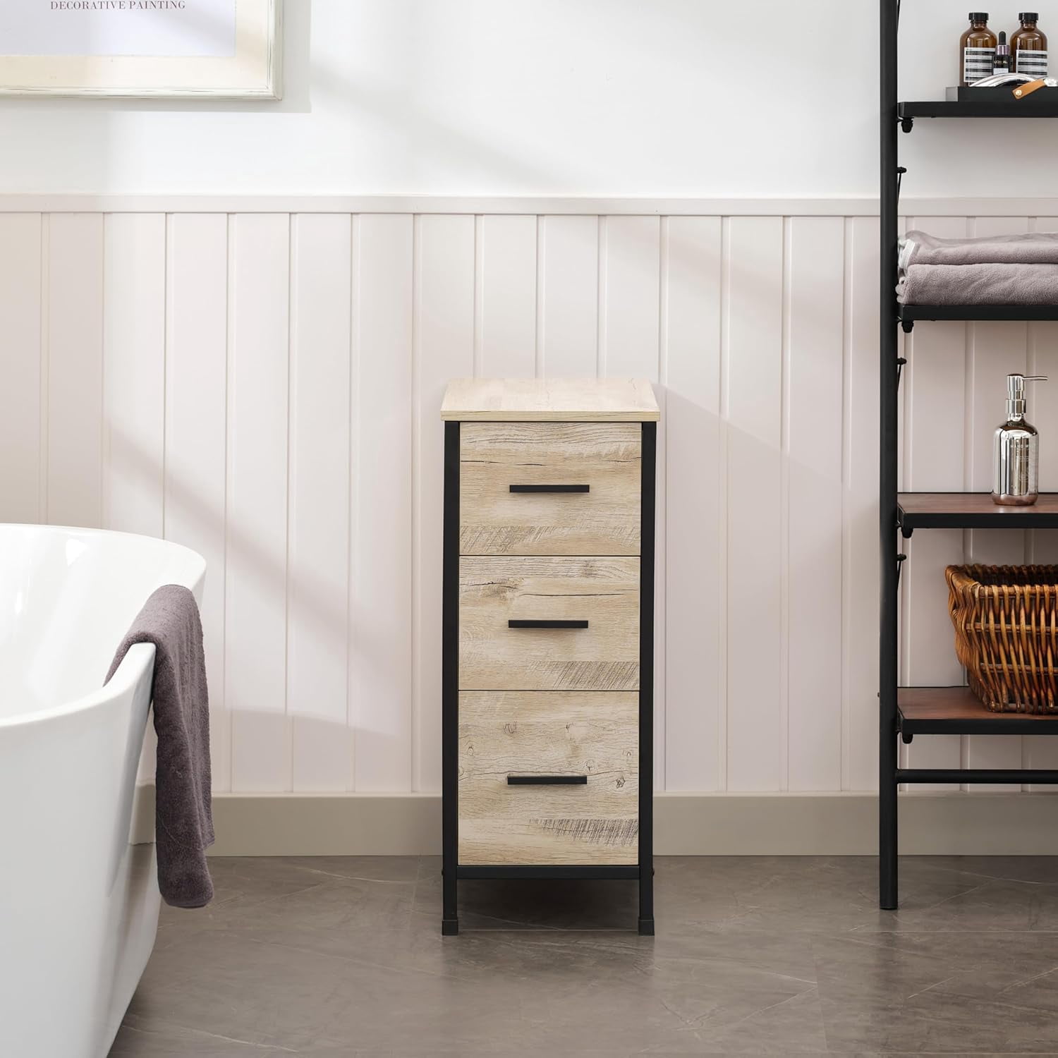 UEV Free Standing Single Vanity, Modern Bathroom Drawer Organizer,Oak ...