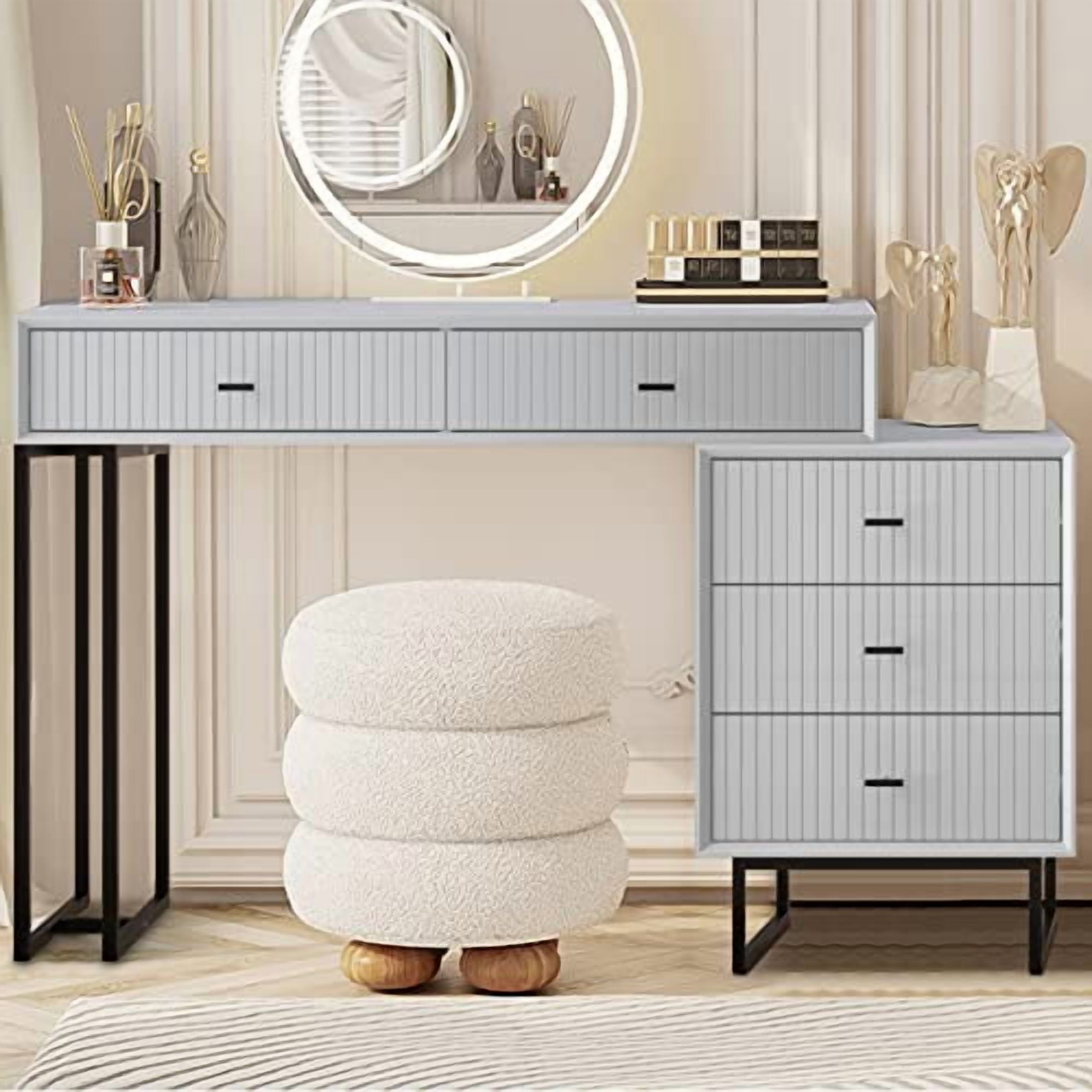 UEV Large Vanity Desk with Drawers,Makeup Vanity Set with Movable 3 ...